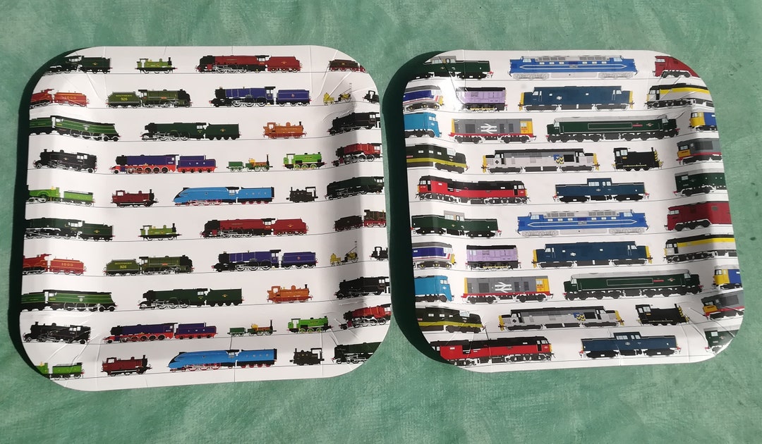 Steam Trains and Diesels Cardboard Party Plates pack of 8 Square Plates ...