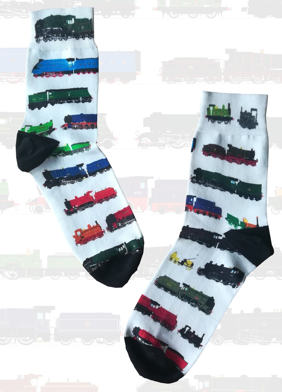 British Railways Steam Trains Print Socks, Including 'mallard', 'flying ...