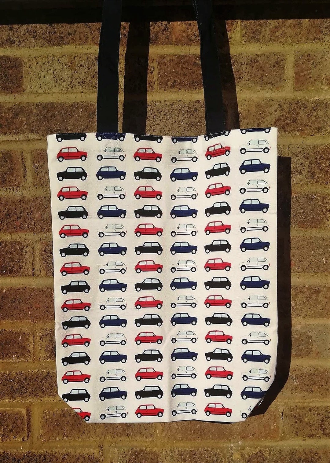 Classic British Mini Cooper Car Red/white/black/blue - Cotton Tote Bag ...