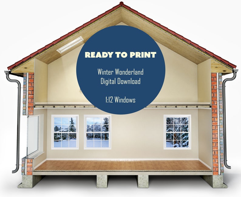 Winter Window Printables for 1:12 Doll House! Winter Wonderland Scenery ...