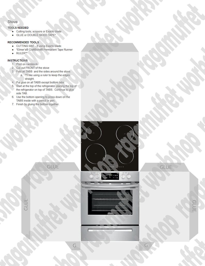 Doll House Stove Printable - Etsy