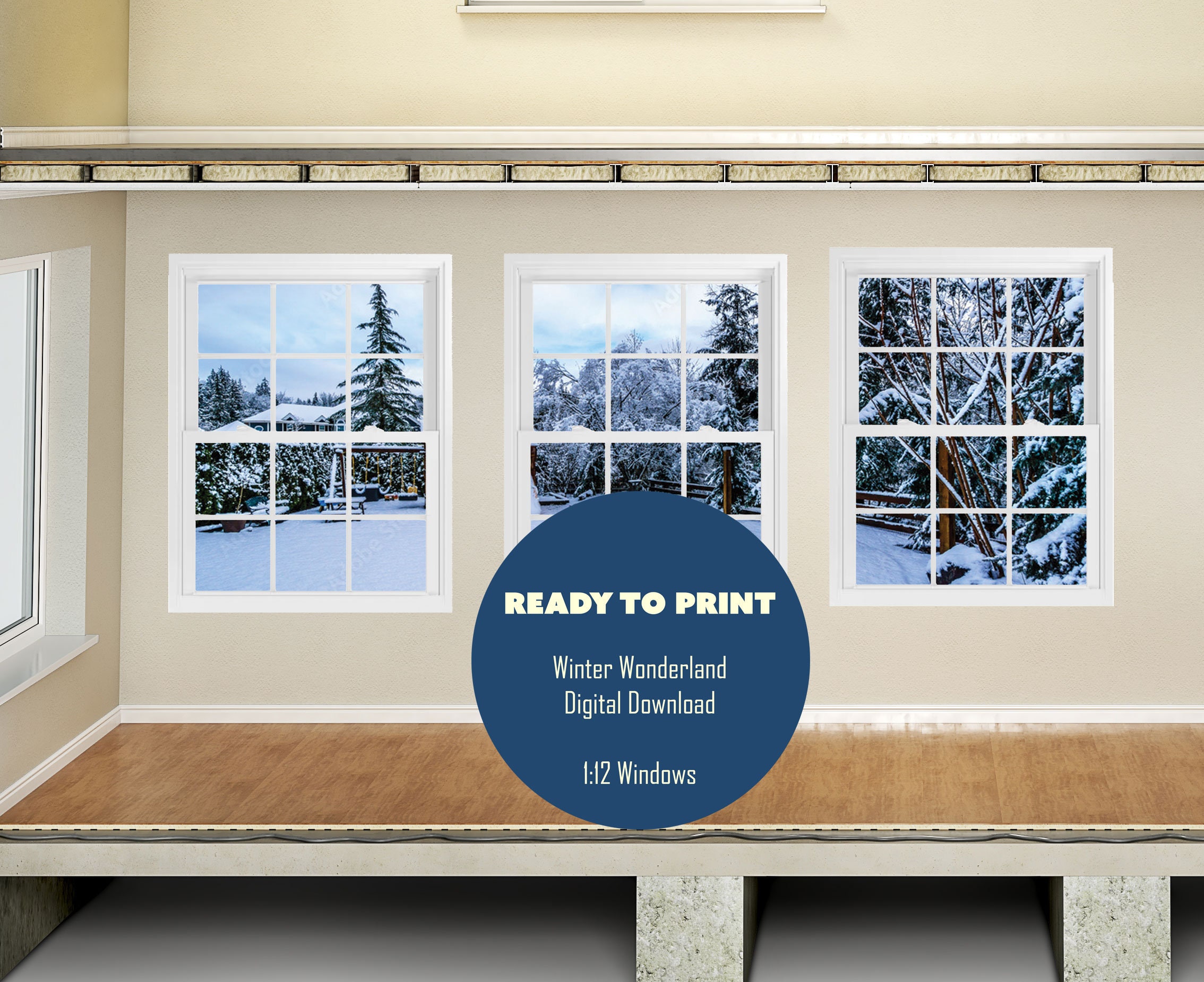Winter Window Printables for 1:12 Doll House! Winter Wonderland Scenery ...