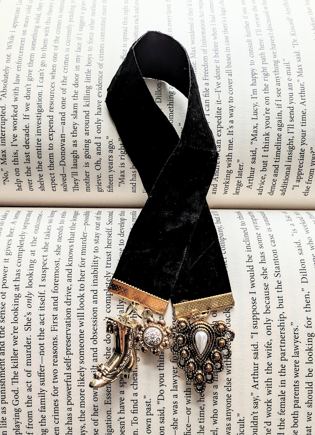Black Velvet Victorian Boot Ribbon Bookmark - Etsy