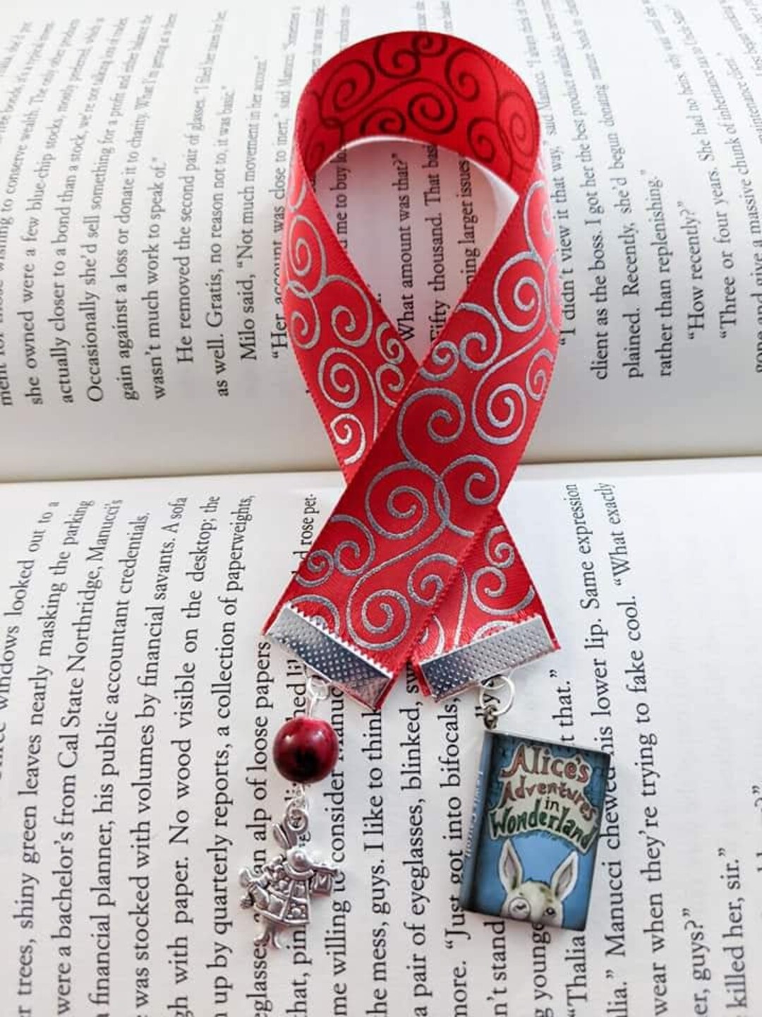 Alice in Wonderland Ribbon Bookmark / Fairy Tale Charms / Rabbit - Etsy