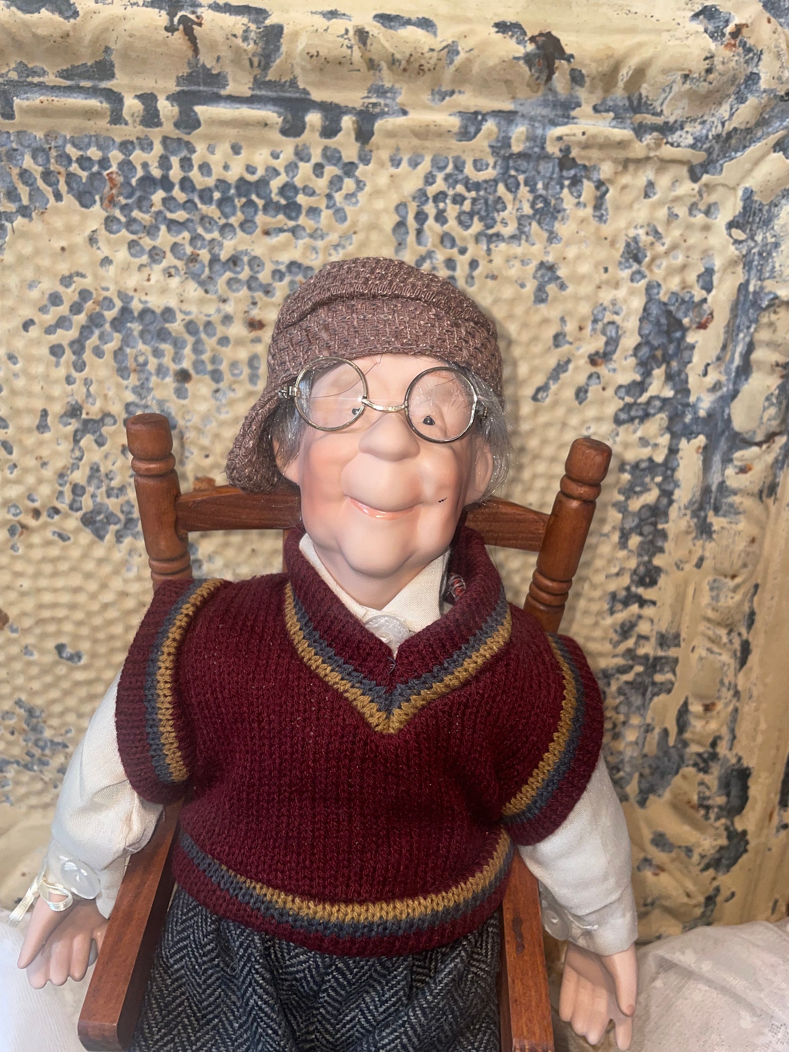 Vintage Porcelain Old Man Rocking Chair - Etsy