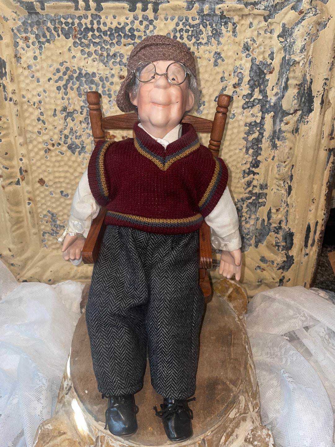 Vintage Porcelain Old Man Rocking Chair - Etsy