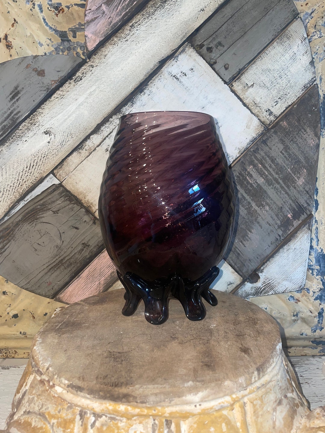 Ruby Red Vintage Vase - Etsy