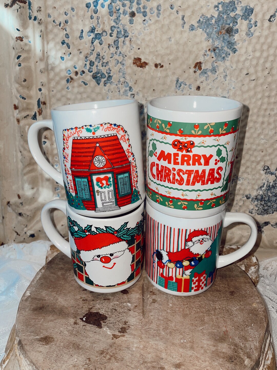 Set of 4 Mix Match Vintage Christmas Mugs - Etsy