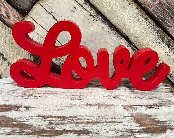 Red Love Table Decor. Free Standing. - Etsy