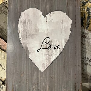 Cute Love Sign White Heart Black Lettering on a Grey Background - Etsy