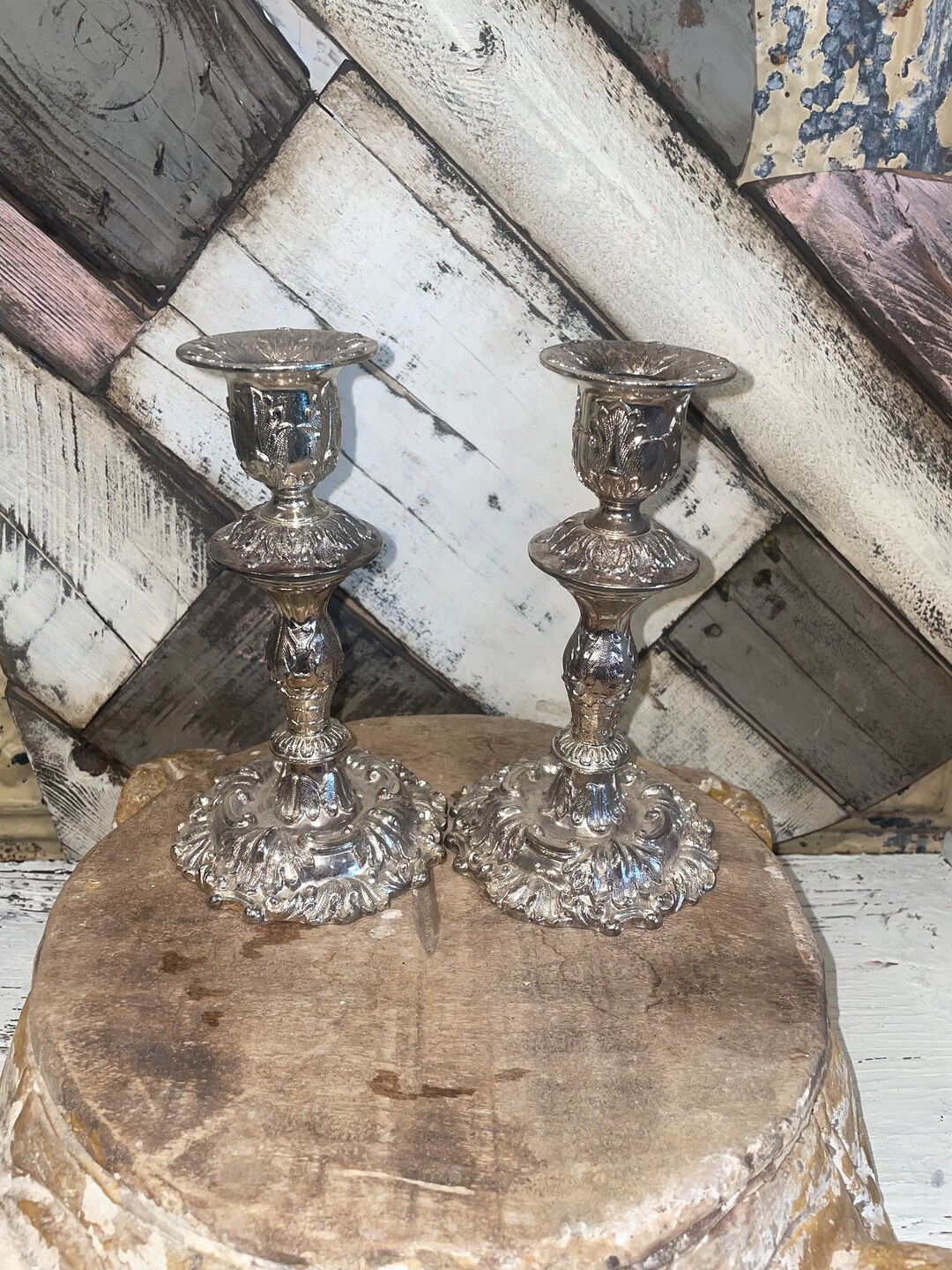 Pair of Silver Candle Sticks - Etsy