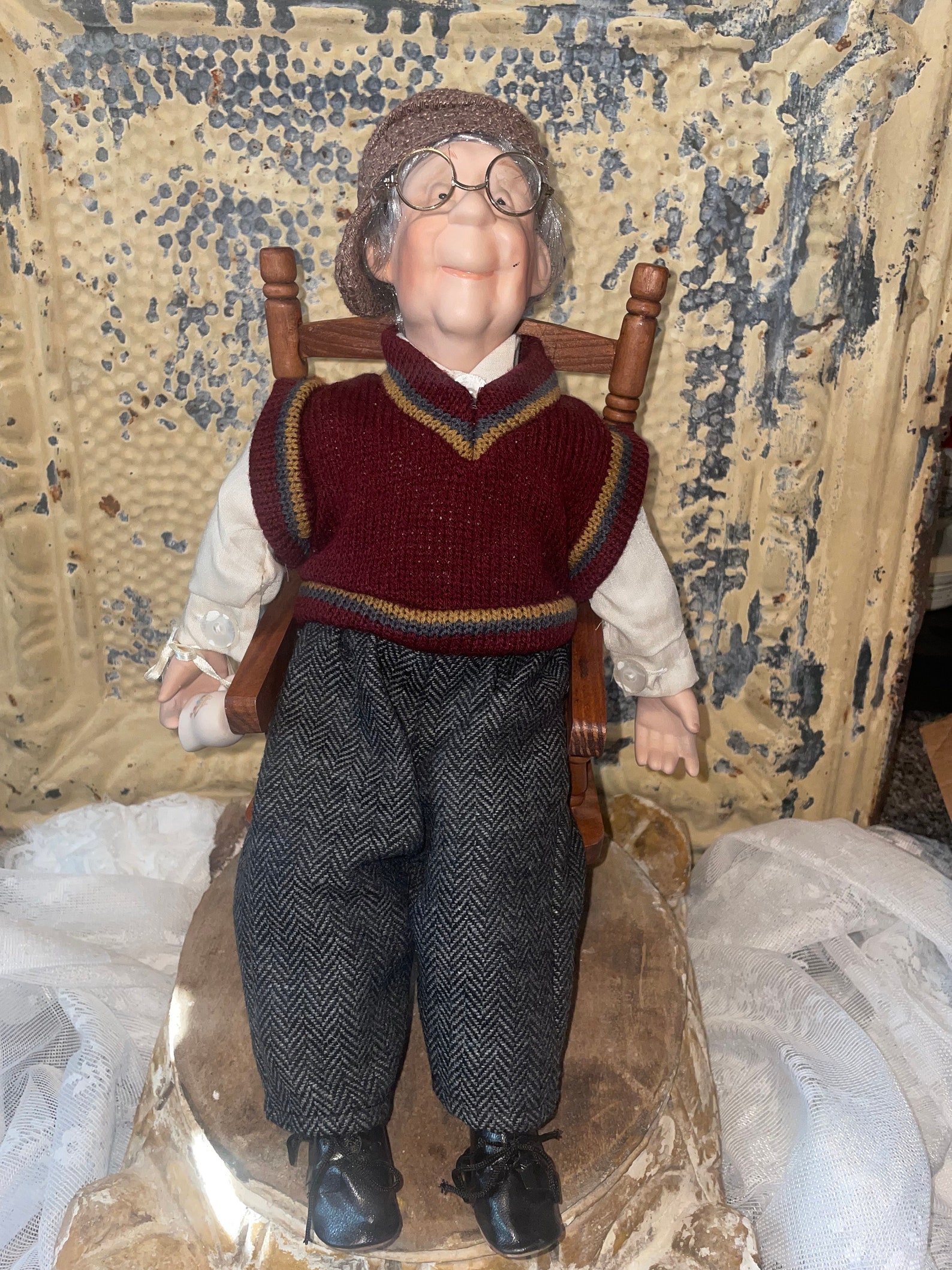 Vintage Porcelain Old Man Rocking Chair - Etsy