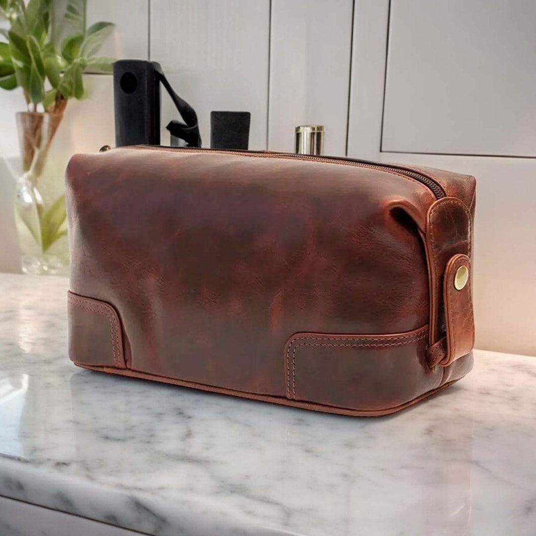 Personalised Leather Wash Bag Mens Toiletry Bag Travel Accessory ...