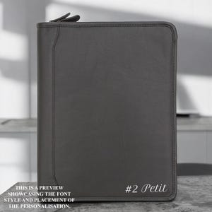 Leather Zip Folder A4 File Conference Folder Black Leather Folio ...