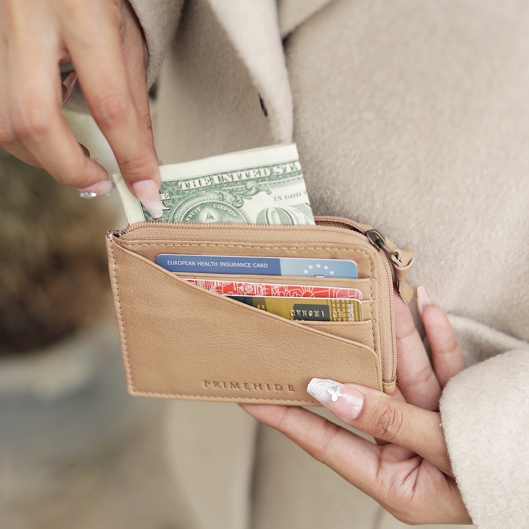 Luxury Leather Card Holder Wallet for Women Mini Zipped Ladies Purse ...