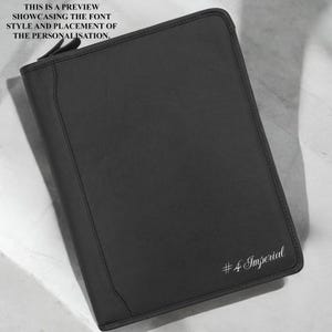 Leather Zip Folder A4 File Conference Folder Black Leather Folio ...