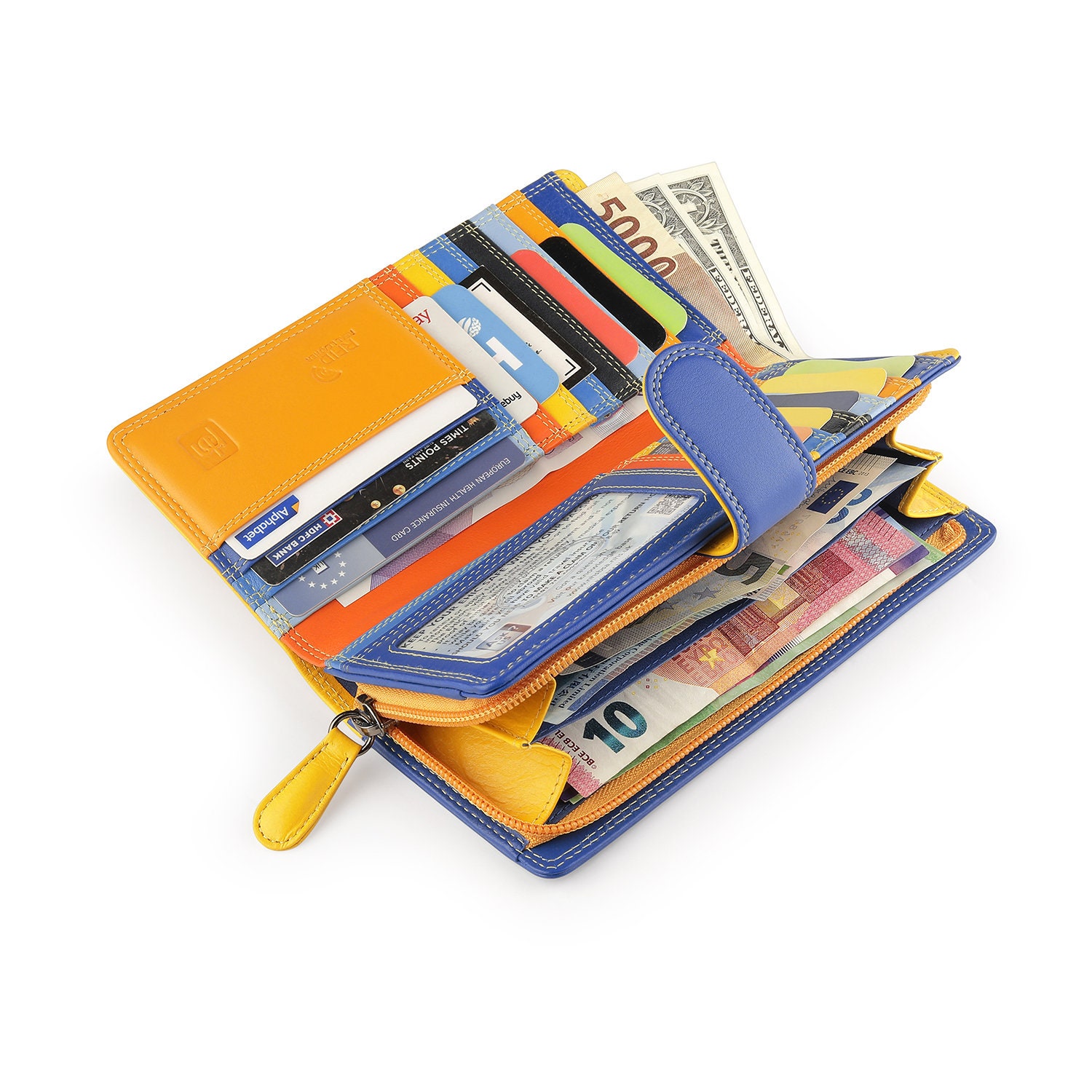 Colourful Leather Wallet for Women Zip Around Purse With RFID Card ...