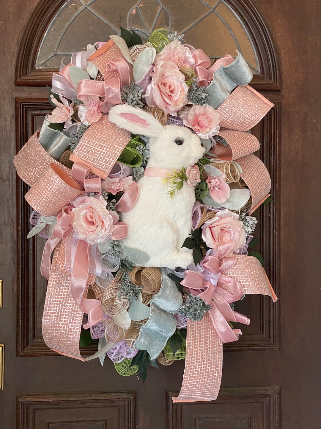 Easter Door Wreath Decor, Bunny Luxurious Elegant Spring Baby - Etsy
