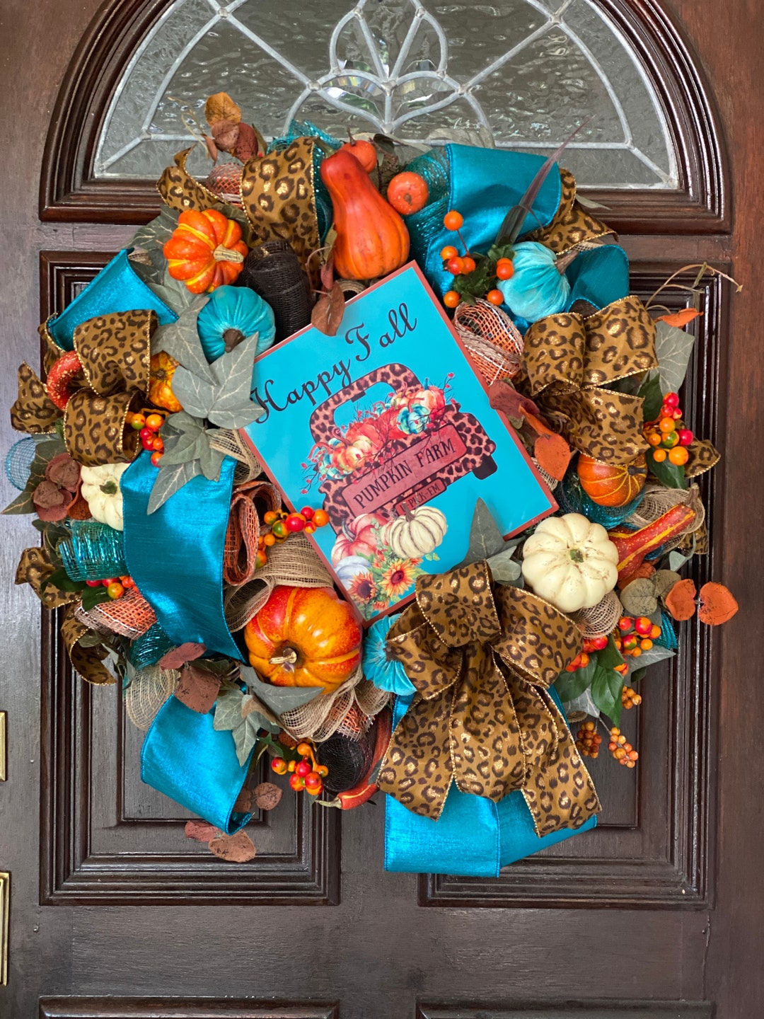 Happy Fall Pumpkin Farm Front Door Wreath Decor Thanksgiving - Etsy