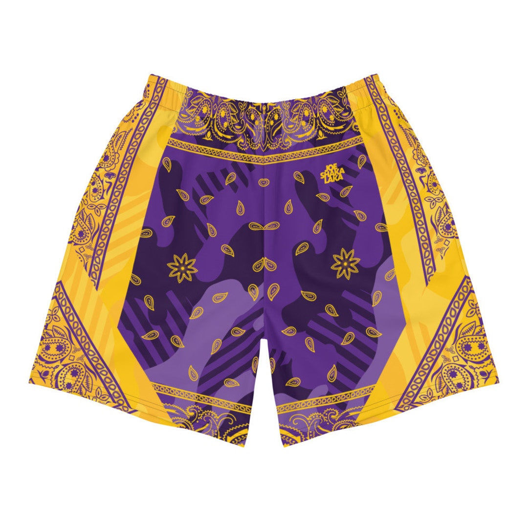 Los Angeles / LSU Color Bandana Men's Swim Trunks Athletic Slim Fit ...