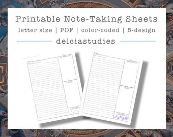 Note Taking Sheets - Etsy