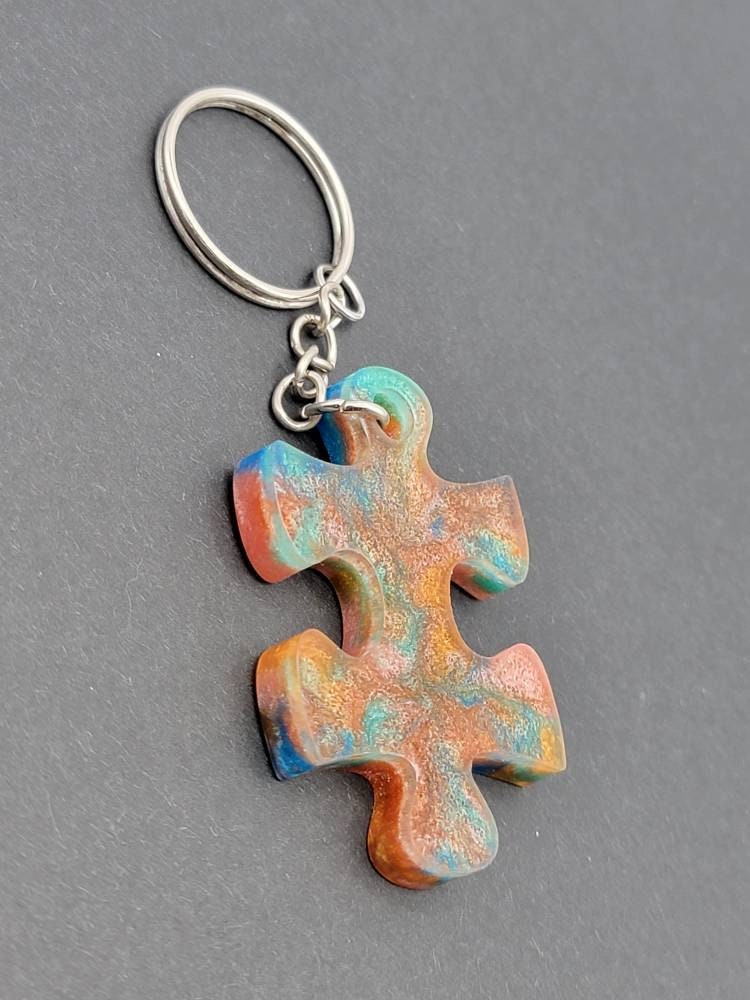 Puzzle Piece Epoxy Keychain - Etsy