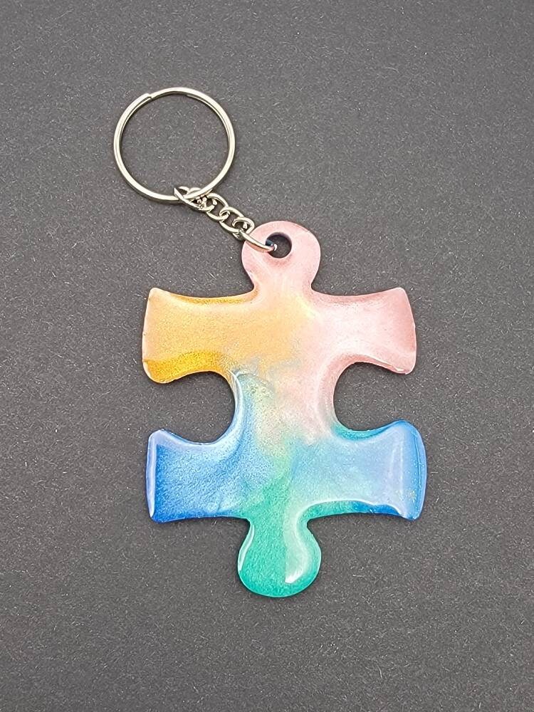 Puzzle Piece Epoxy Keychain - Etsy