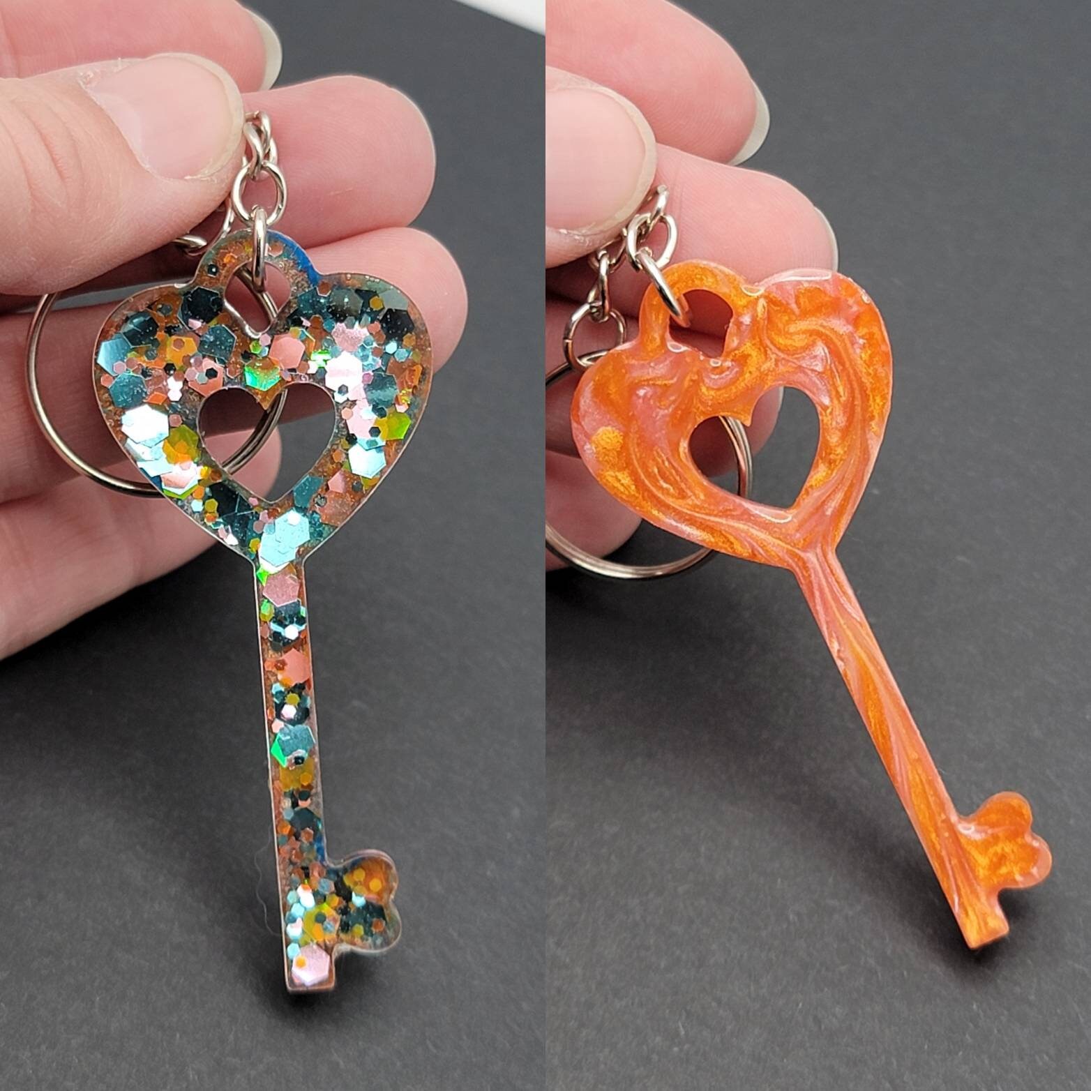 Heart Key, Resin Keychain - Etsy