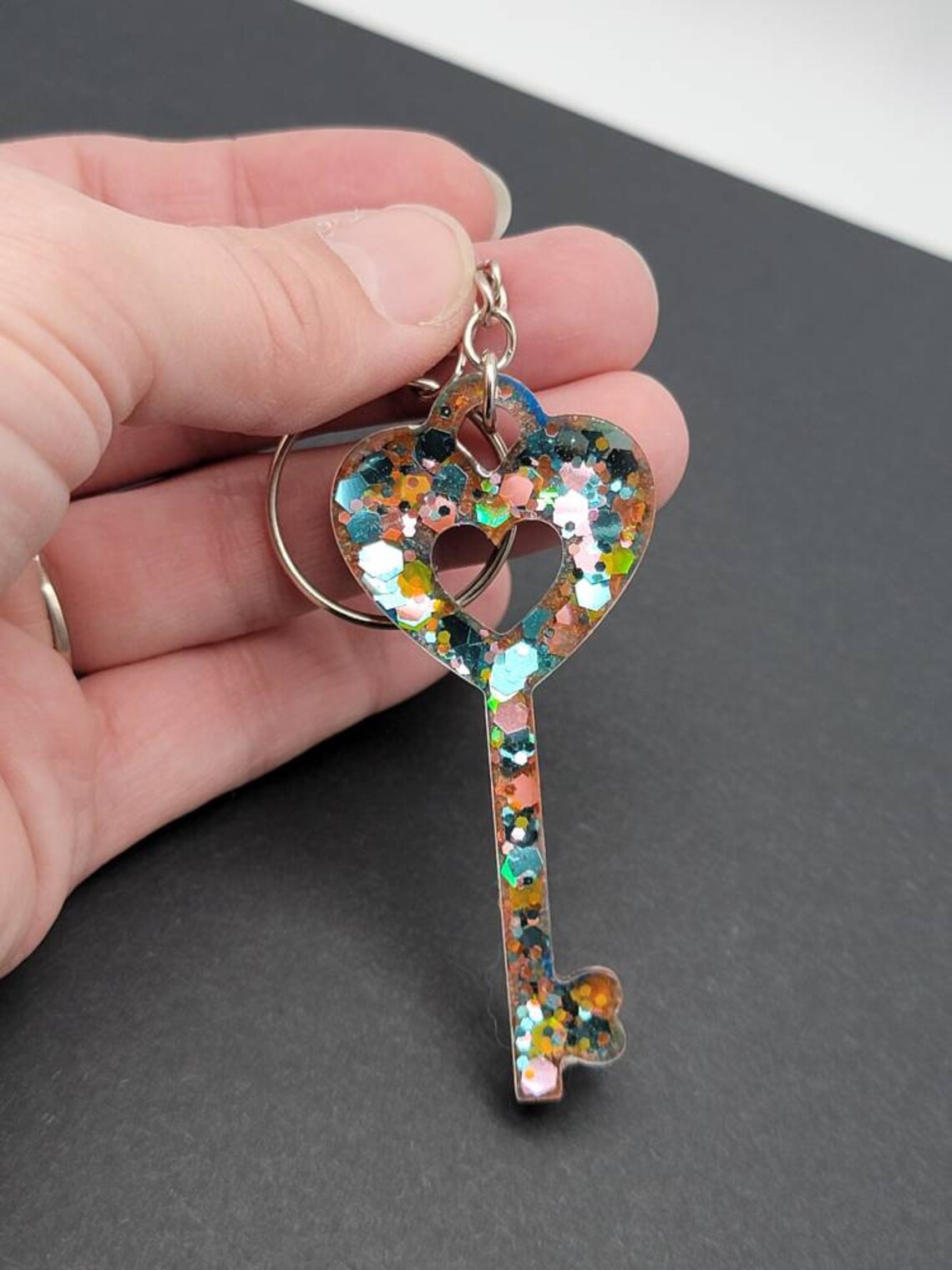 Heart Key, Resin Keychain - Etsy