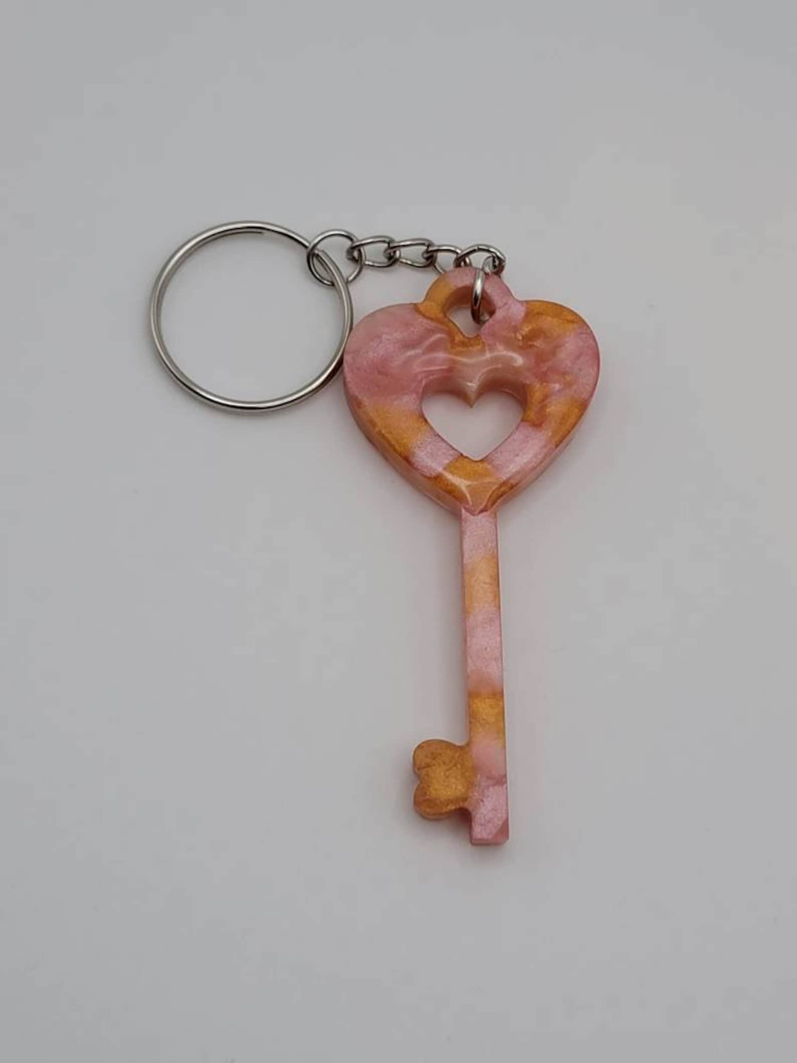 Heart Key, Resin Keychain - Etsy