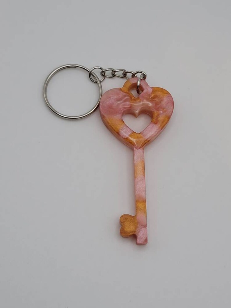 Heart Key, Resin Keychain - Etsy