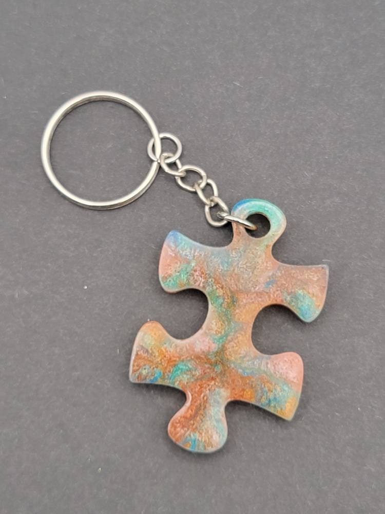 Puzzle Piece Epoxy Keychain - Etsy