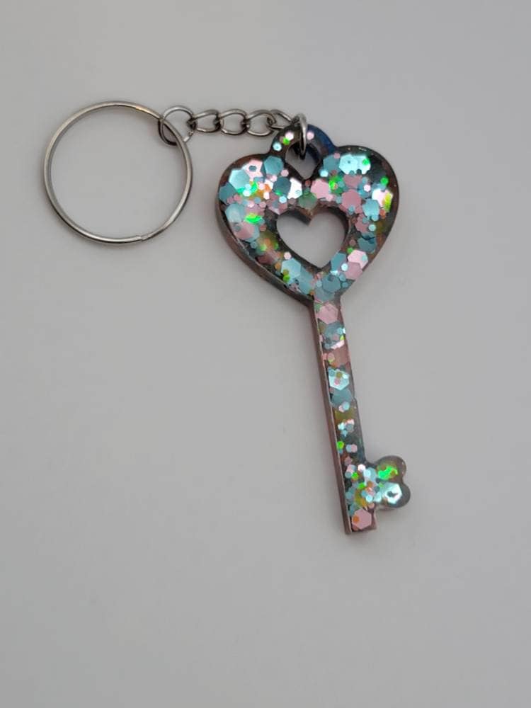 Heart Key, Resin Keychain - Etsy
