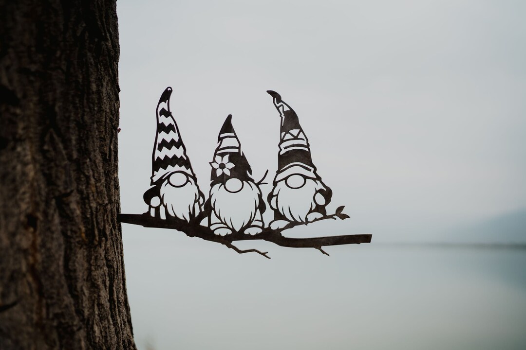 Metal Branch Gnomes Trio Yard Art & Garden Decoration - Etsy