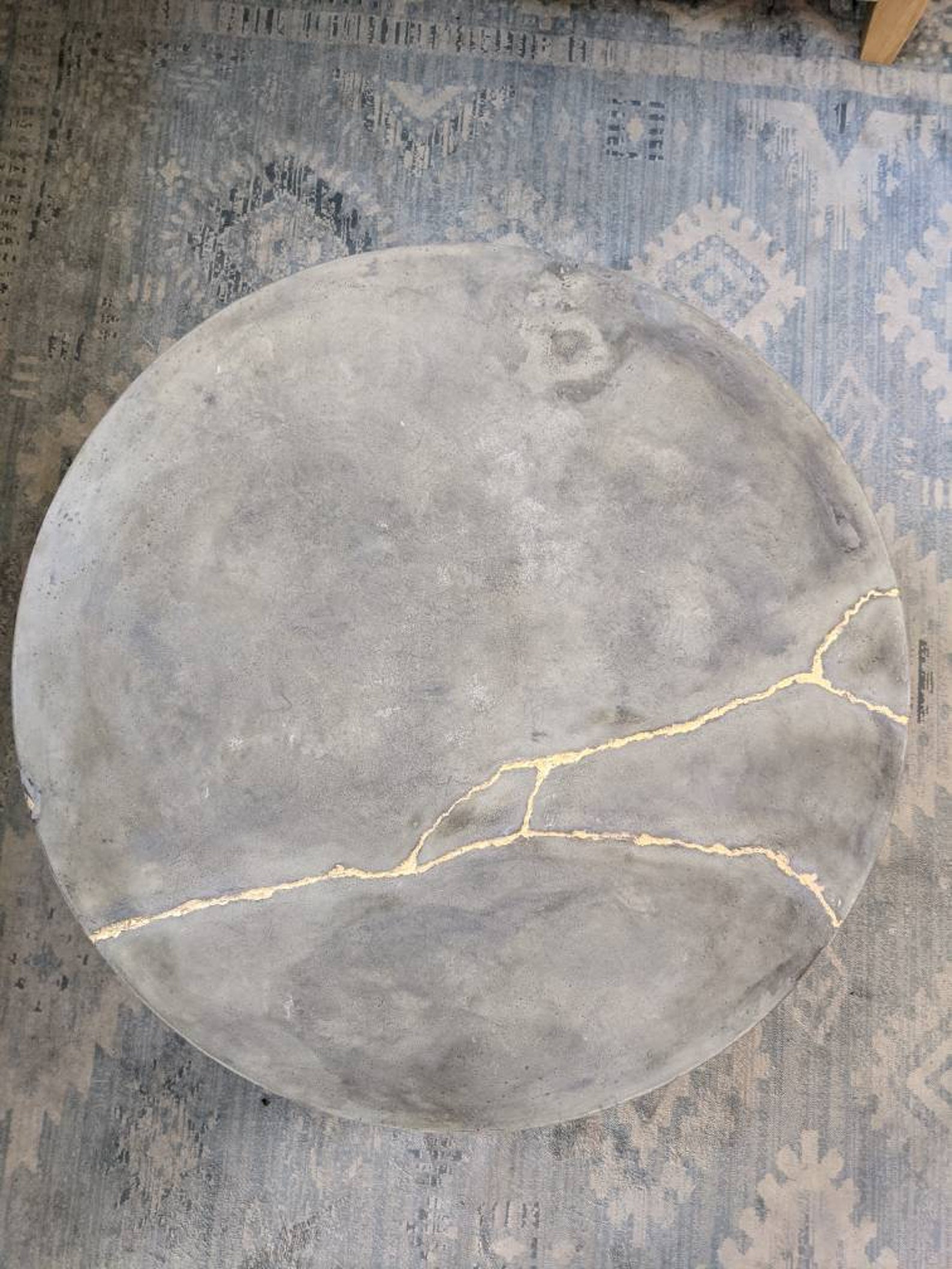 Concrete Kintsugi Round Coffee Table - Etsy