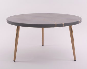 Concrete Kintsugi Round Coffee Table - Etsy