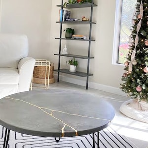 Concrete Kintsugi Round Coffee Table - Etsy