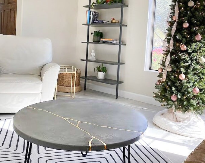 Concrete Kintsugi Round Coffee Table - Etsy