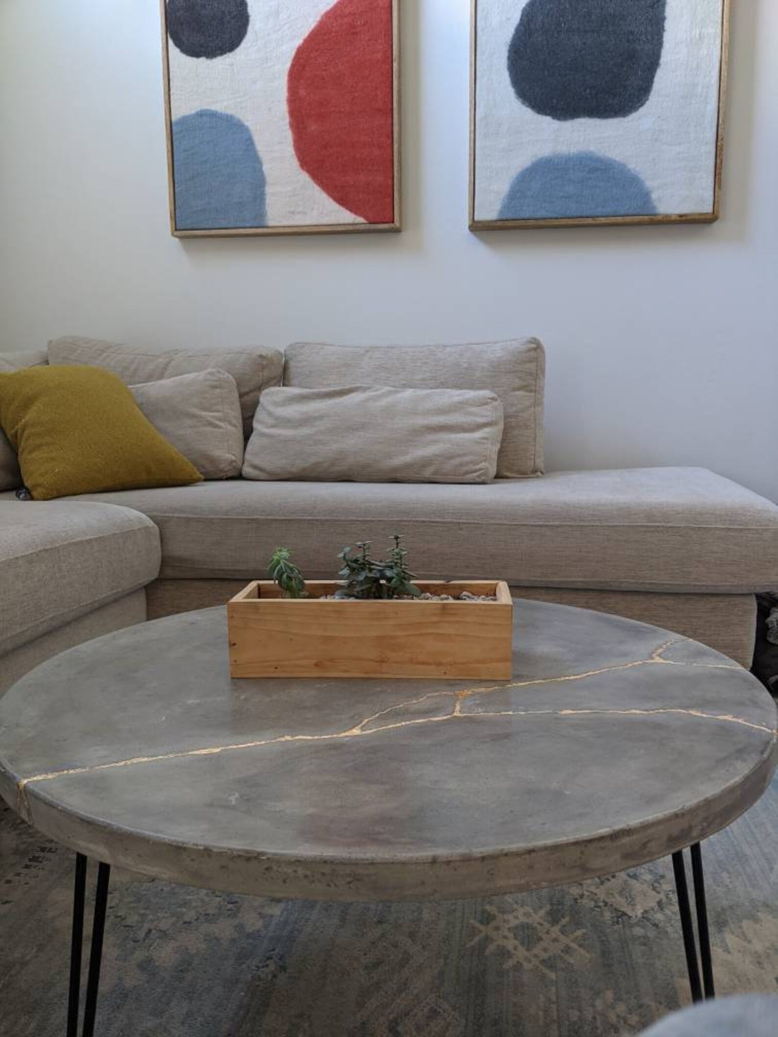 Concrete Kintsugi Round Coffee Table - Etsy