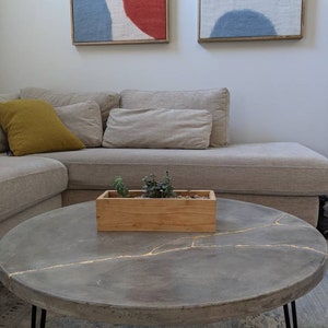 Concrete Kintsugi Round Coffee Table - Etsy