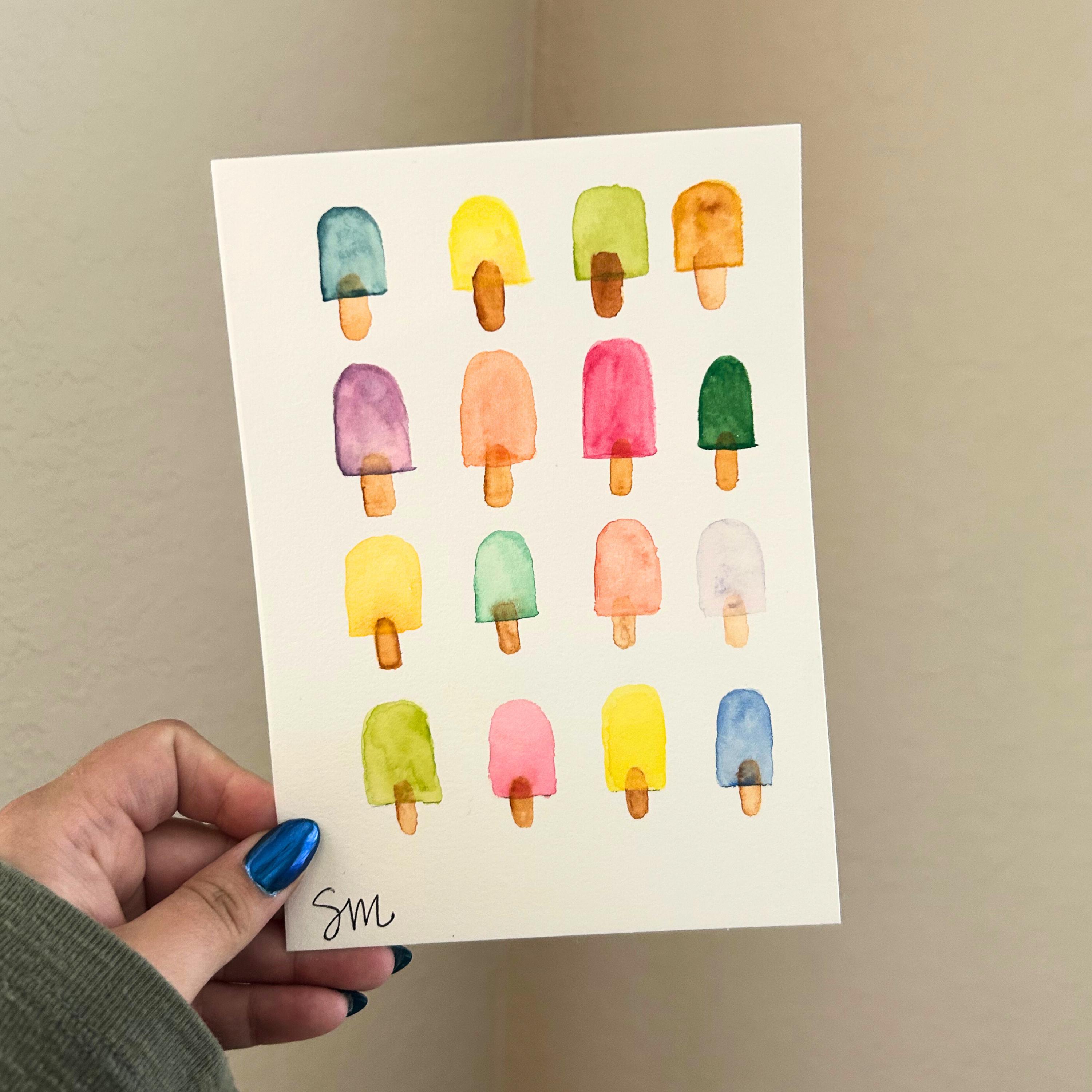 5 X 7 Mini Watercolor Painting of Popsicles, Original Watercolor ...