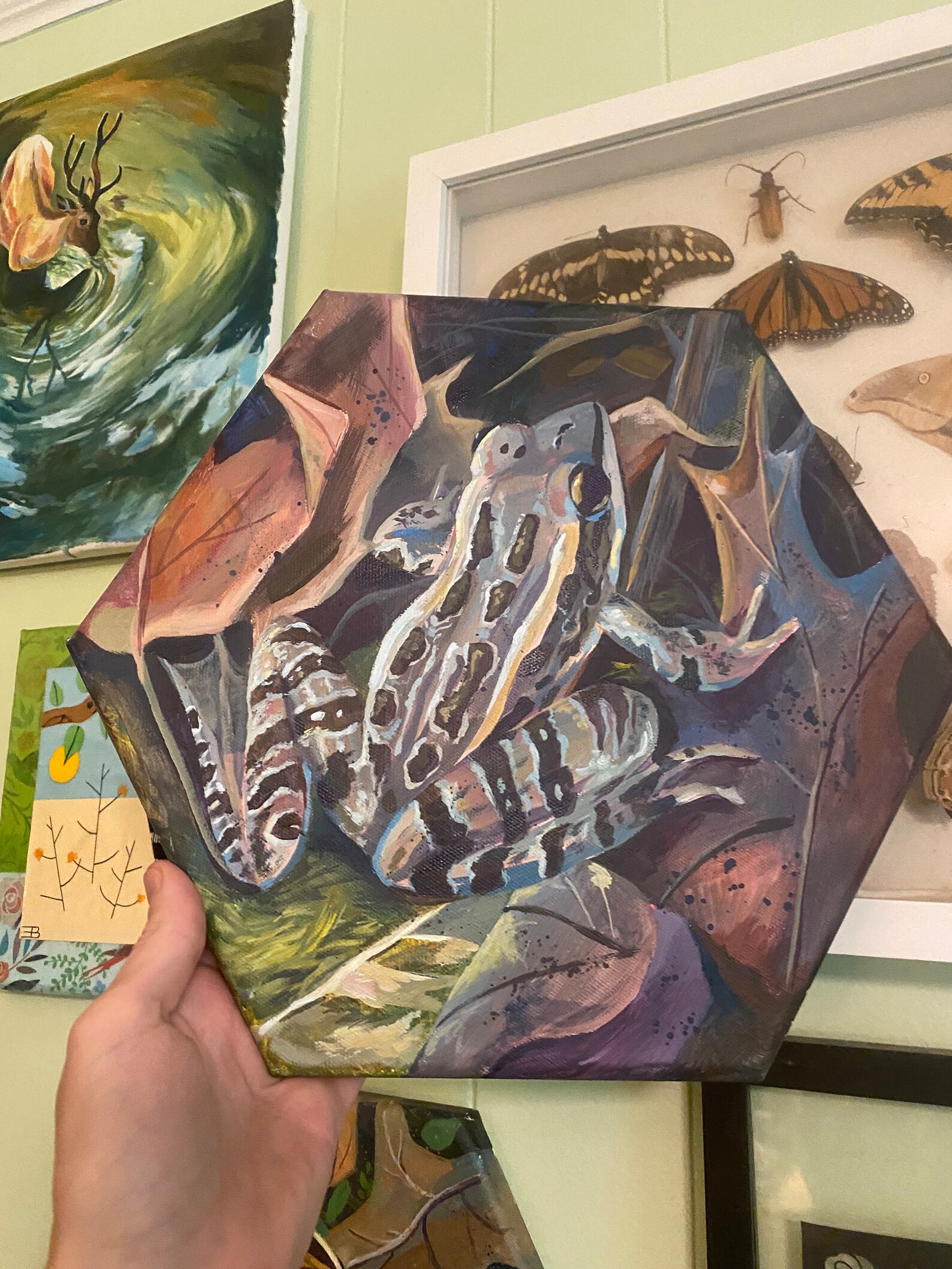 Original Hexagon Painting Leopard Frog - Etsy