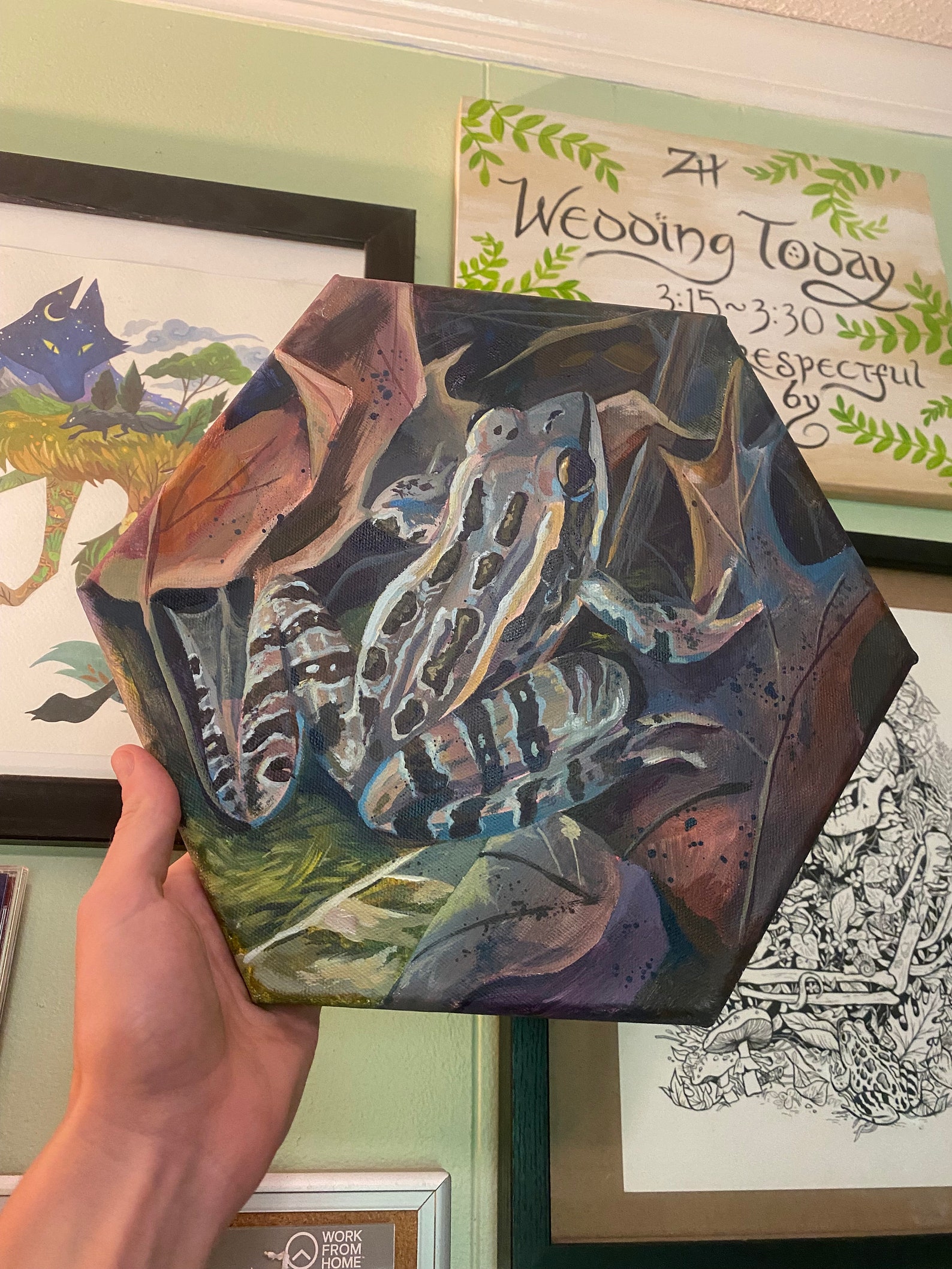 Original Hexagon Painting Leopard Frog - Etsy