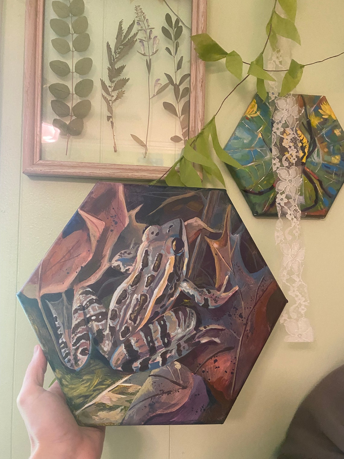Original Hexagon Painting Leopard Frog - Etsy