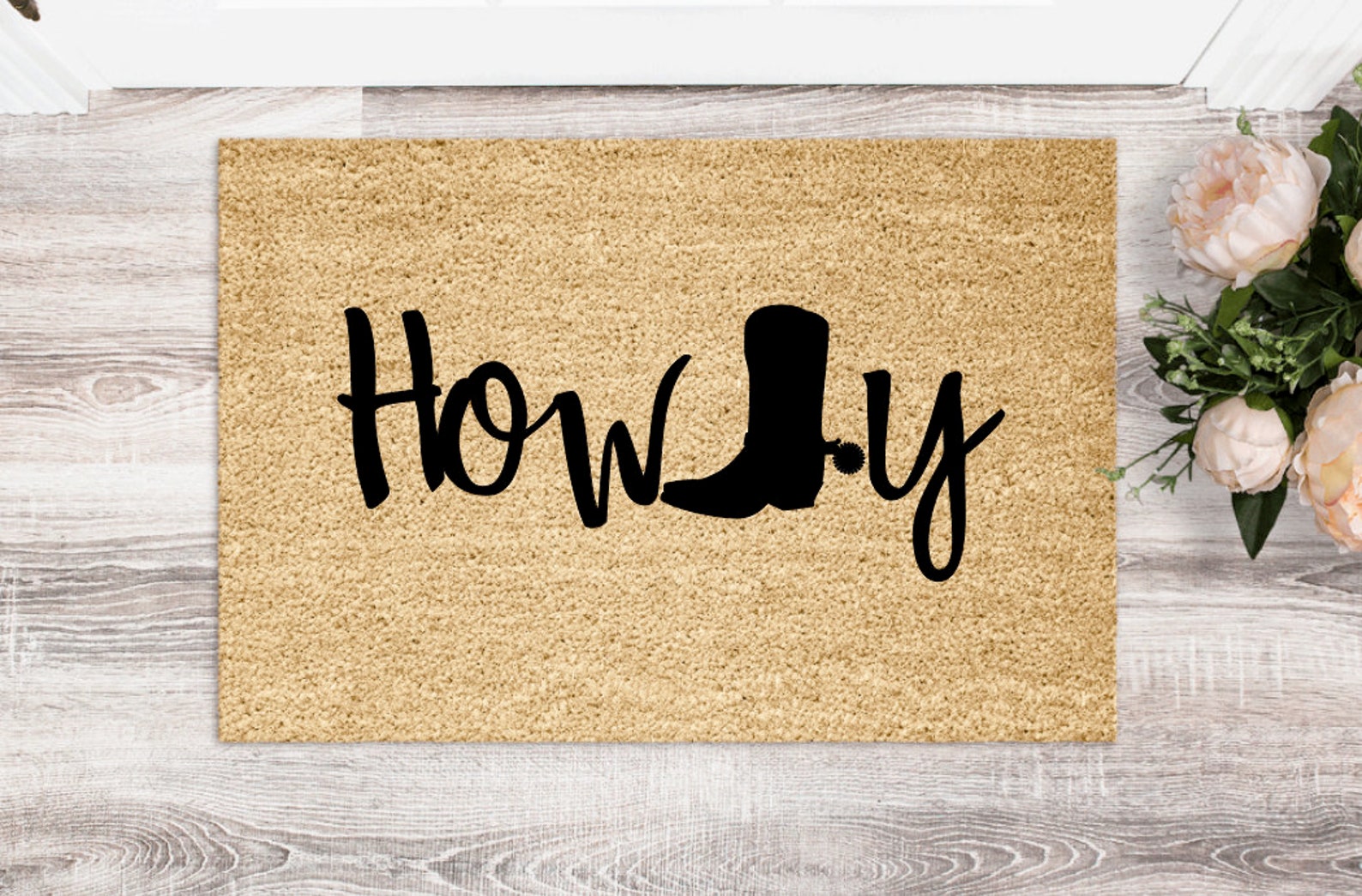 Cowboy Boot Howdy Doormat Welcome Mat Wedding Gift Custom | Etsy