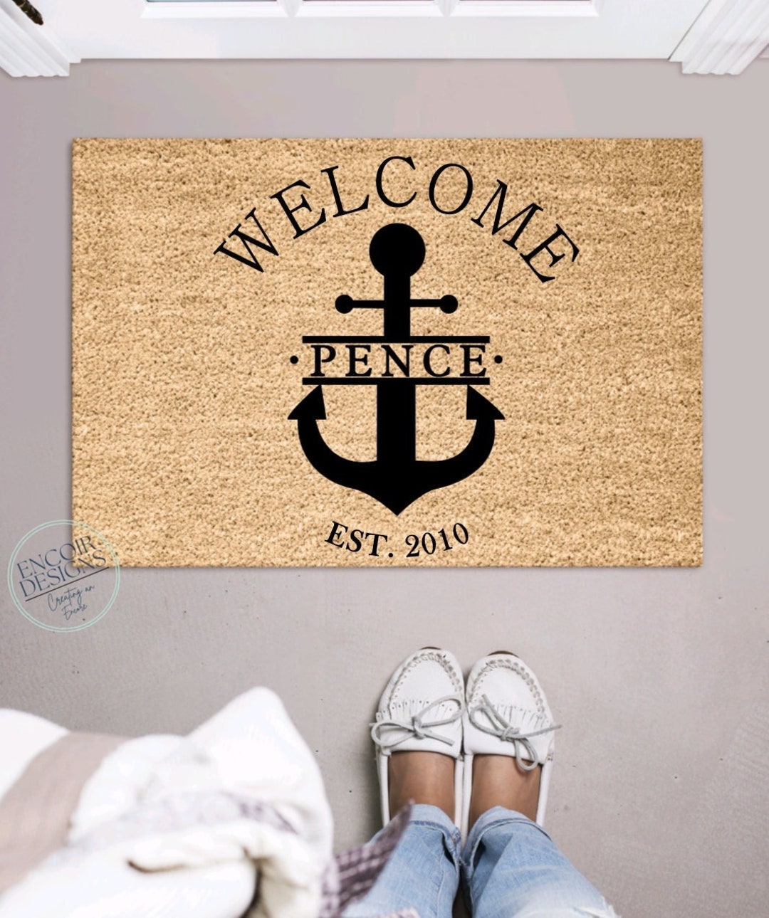 Nautical Beach Themed Custom Welcome Mat | Housewarming Gift ...
