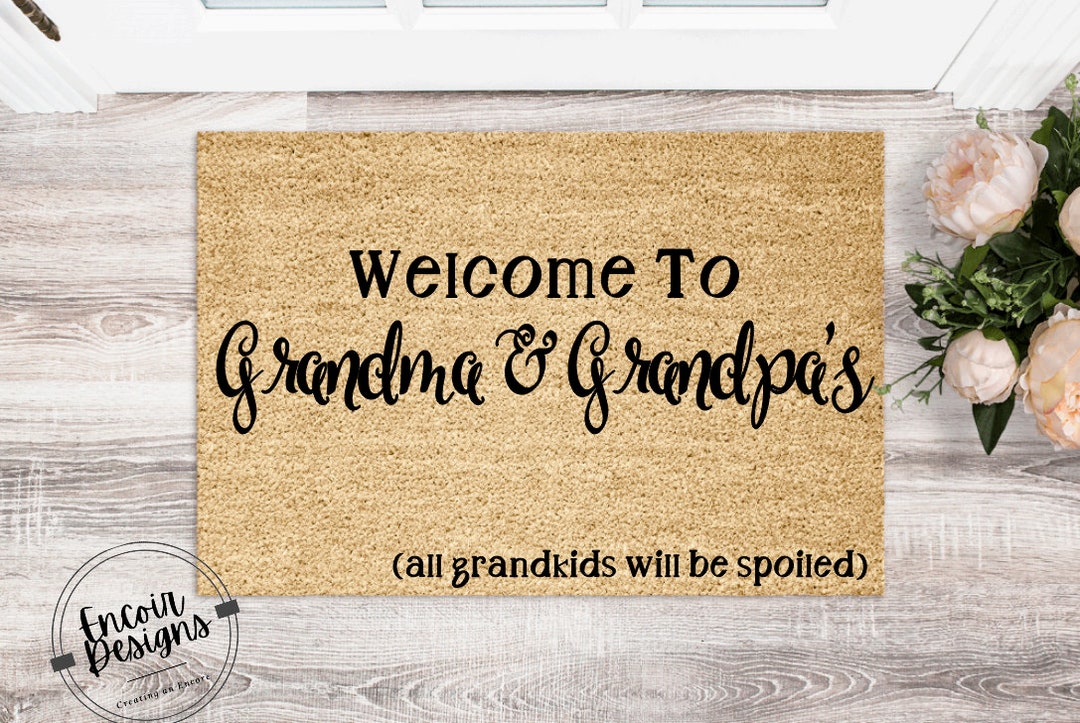 Welcome to Grandma and Grandpa's House | Custom Welcome Mat | Cheerful ...