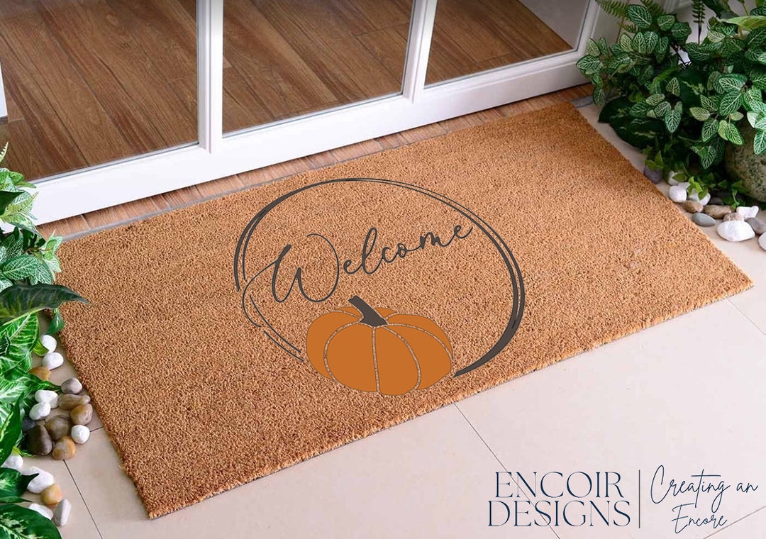 Modern Fall Leaf Leaves Welcome Mat | Cute Seasonal Fall Doormat ...