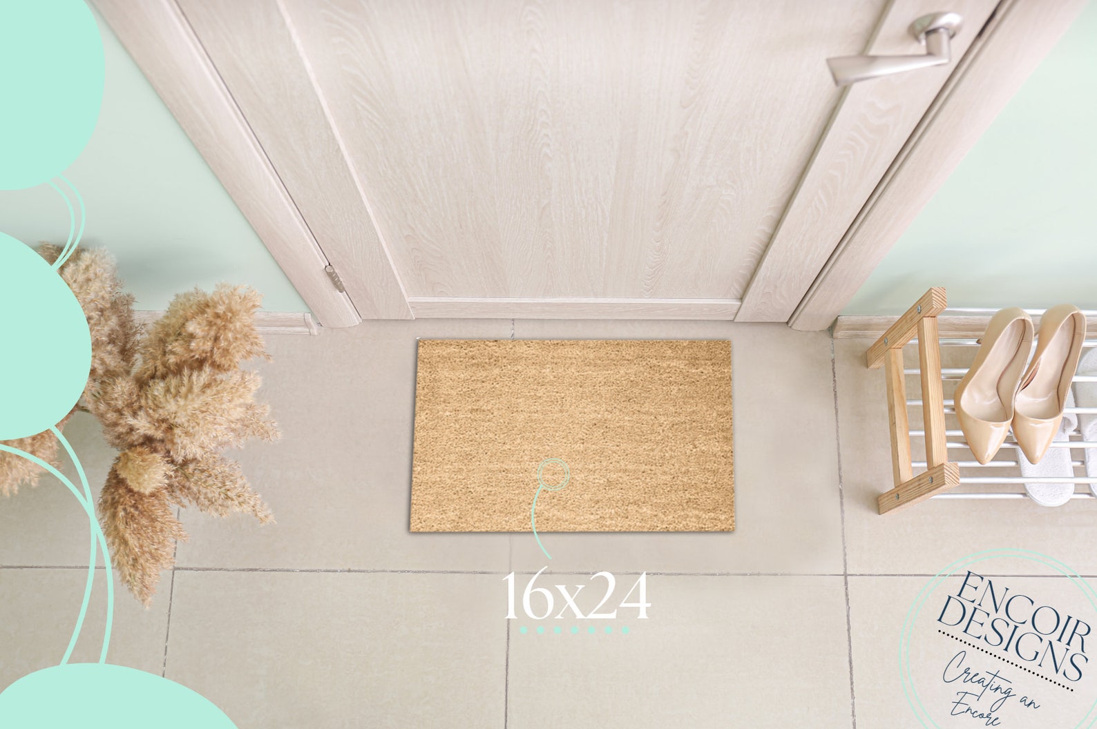 Modern Spring Flowers and Leaves Welcome Mat Durable Eco-friendly ...