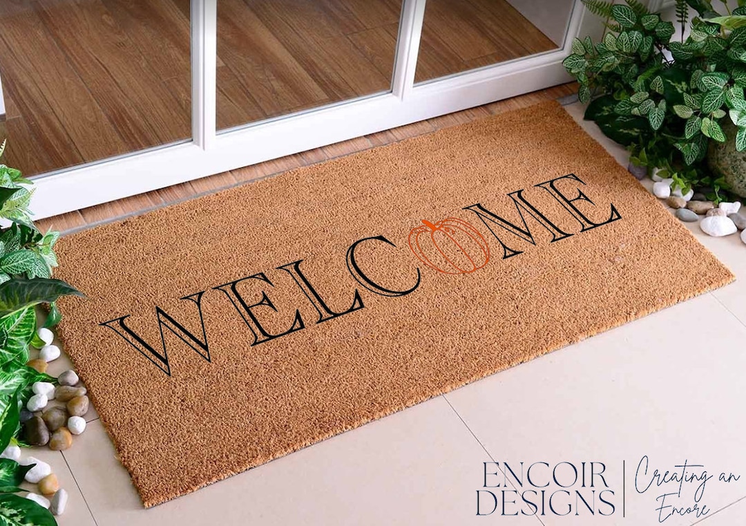 Welcome Pumpkin V2| Fall Doormat | Welcome Mat | Cute Pumpkin Fall Door ...